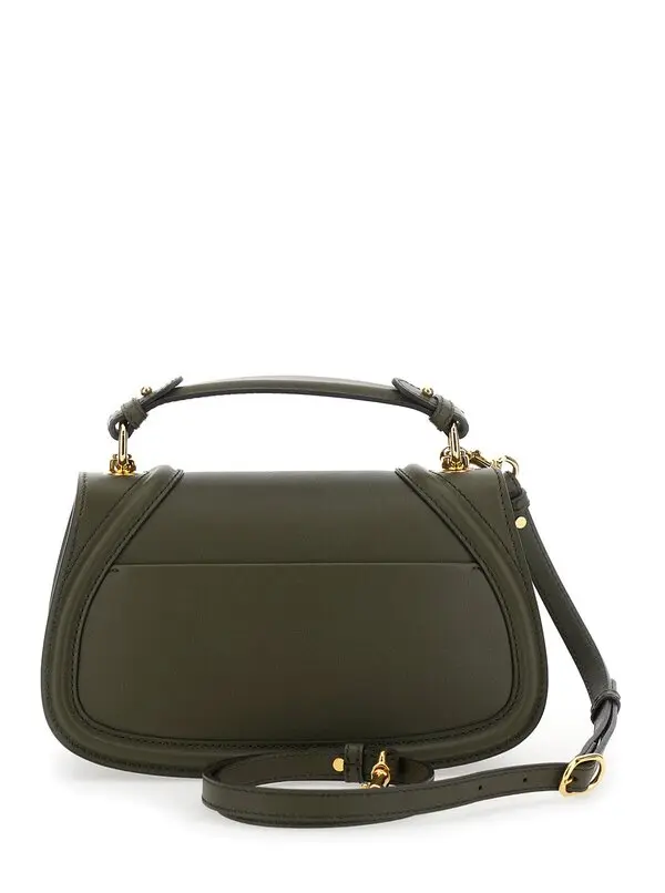 Gucci Blondie Handbag In Leather With Gg Logo Plaque - Green