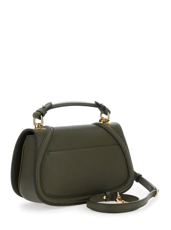 Gucci Blondie Handbag In Leather With Gg Logo Plaque - Green