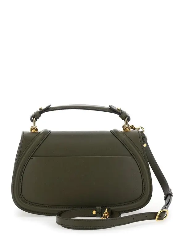 Gucci Blondie Handbag In Leather With Gg Logo Plaque - Green