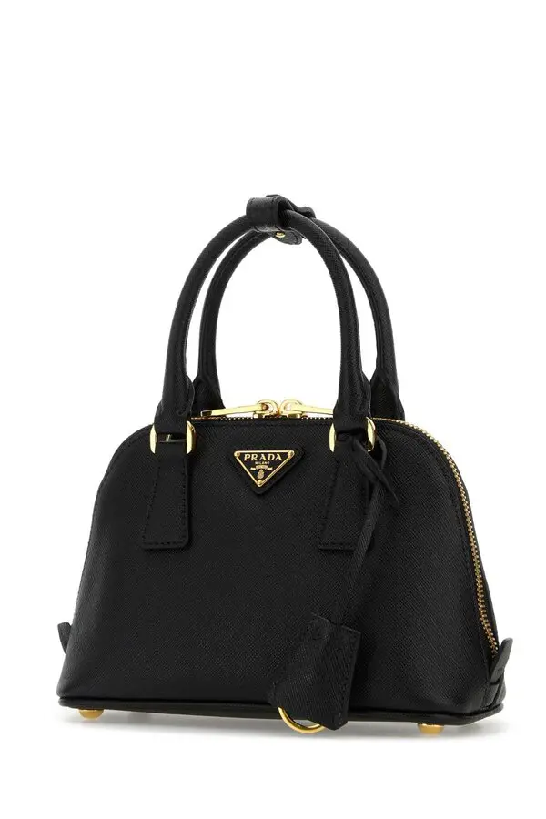 Prada Vitello Leather Handbag - Black