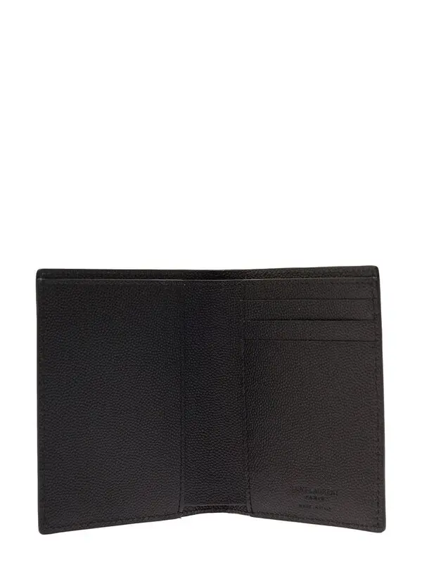 Saint Laurent Cardholder 'grain De Poudre' With Logo Embossed In Leather For - Black