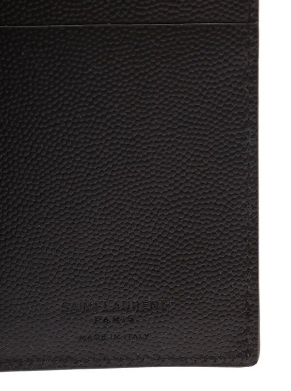 Saint Laurent Cardholder 'grain De Poudre' With Logo Embossed In Leather For - Black