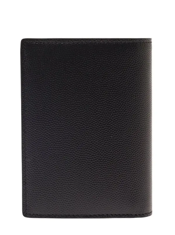 Saint Laurent Cardholder 'grain De Poudre' With Logo Embossed In Leather For - Black
