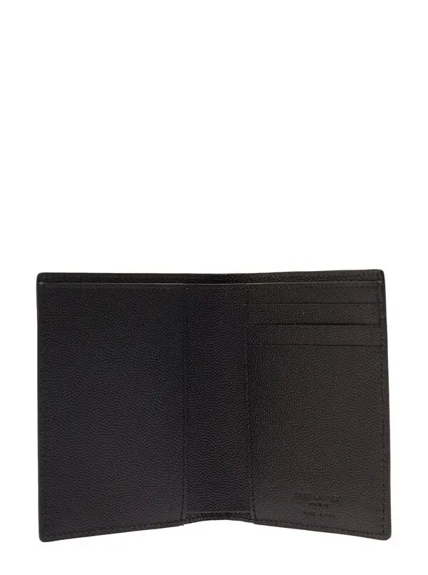 Saint Laurent Cardholder 'grain De Poudre' With Logo Embossed In Leather For - Black