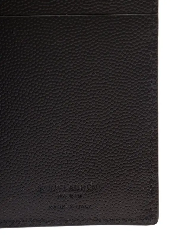 Saint Laurent Cardholder 'grain De Poudre' With Logo Embossed In Leather For - Black