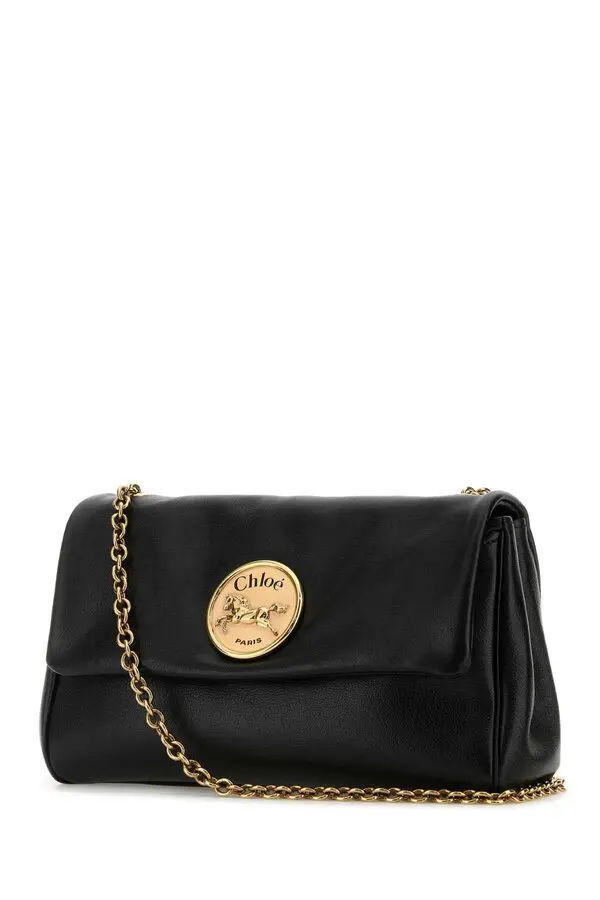 Chloé Leather Heritage Shoulder Bag - Black