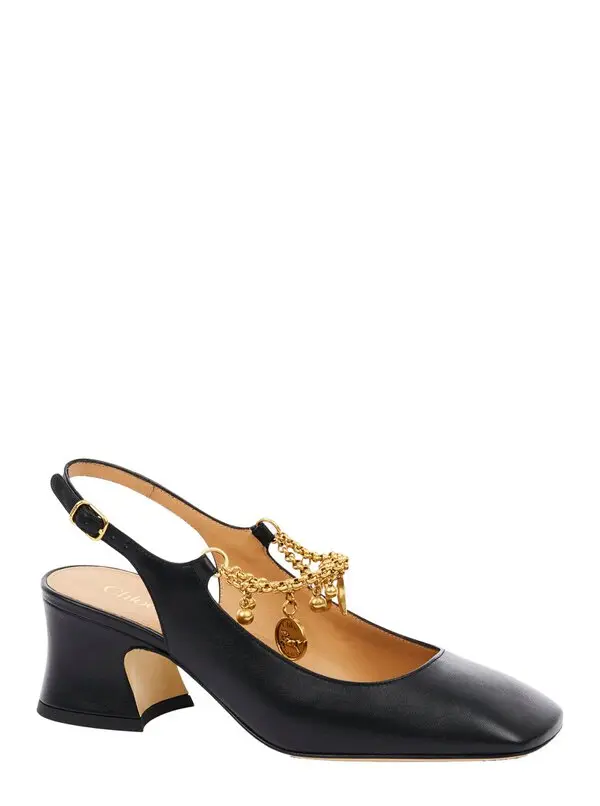 Chloé Leather Pumps With Decorative Logo Charm - Multicolor