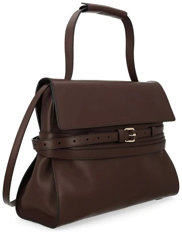 Moschino Borsa Tie Me Medium Leather Bag - Brown