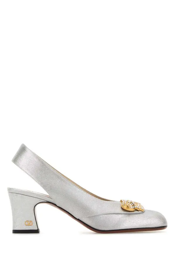 Valentino Garavani Embellished Fabric Adamantine Slingback Pumps - Orange