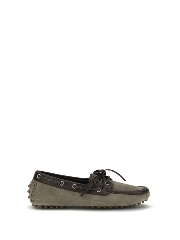 Brunello Cucinelli Lace-up Suede Loafers