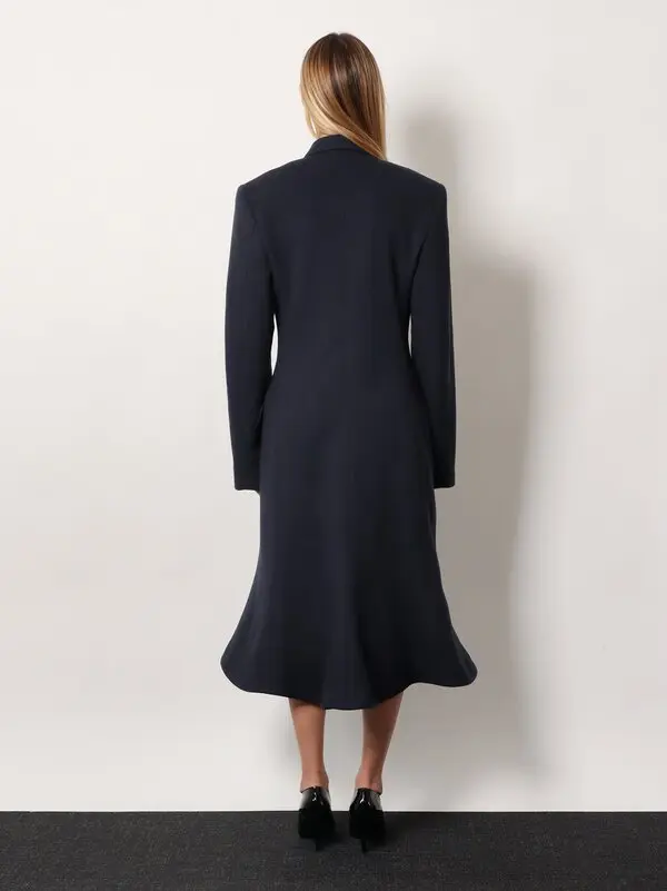 Balenciaga Godet Midi Double-breasted Wool Coat