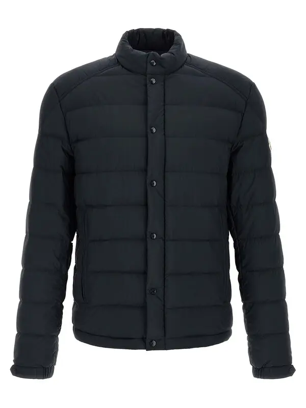 Moncler Selves' Down Jacket With Stand Collar And Logo Patch