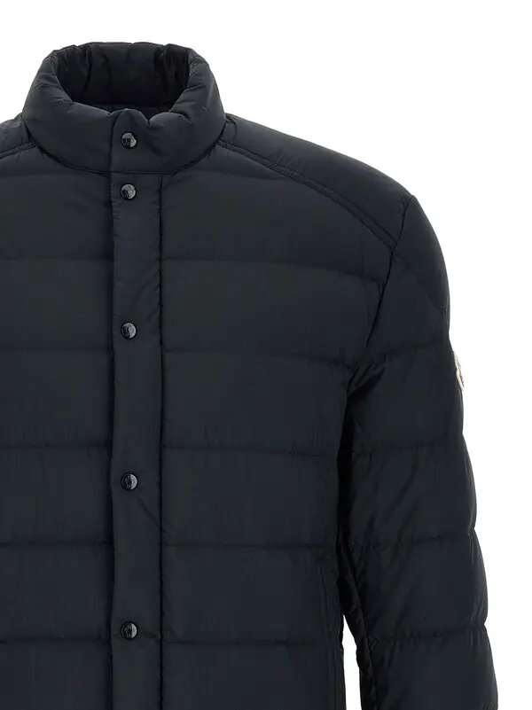 Moncler Selves' Down Jacket With Stand Collar And Logo Patch