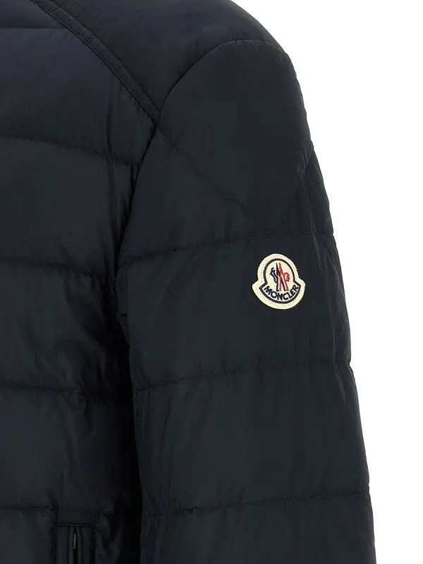 Moncler Selves' Down Jacket With Stand Collar And Logo Patch