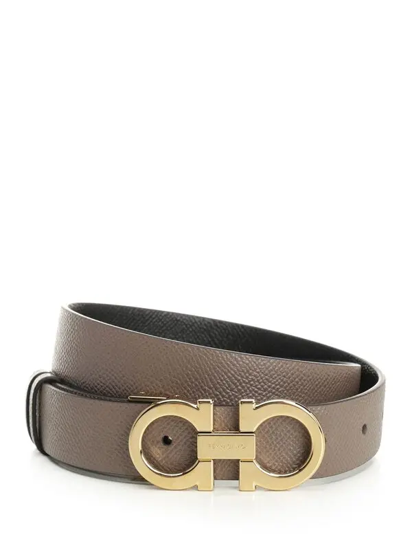 FERRAGAMO Reversible And Adjustable Gancini Belt - Black