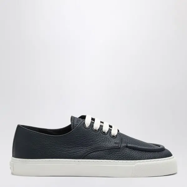 Prada Hammered Leather Lace-up Sneakers - Blue