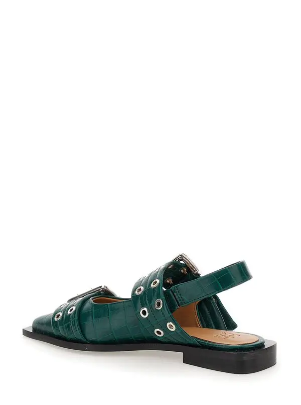 GANNI Ballet Flats With Double Buckle Closure - Multicolor