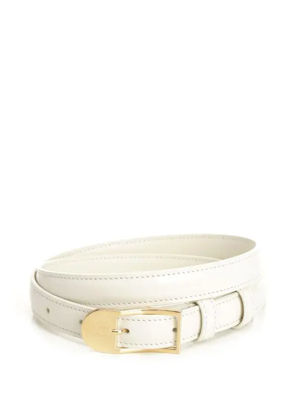 Celine Taurillon Leather Belt - White