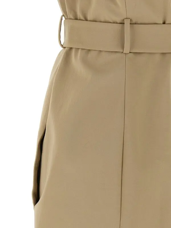 Balmain Anthem Dress In Cotton Gabardine - Cream