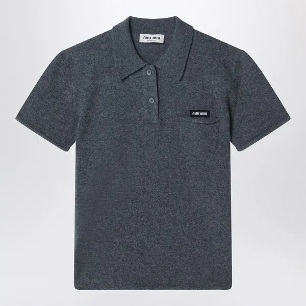 Miu Miu Slate Grey Cashmere Polo Shirt - Gray