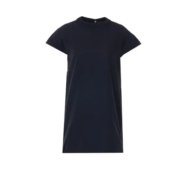 Sacai Mini Dress With Crew Neck And Short Sleeves - Black