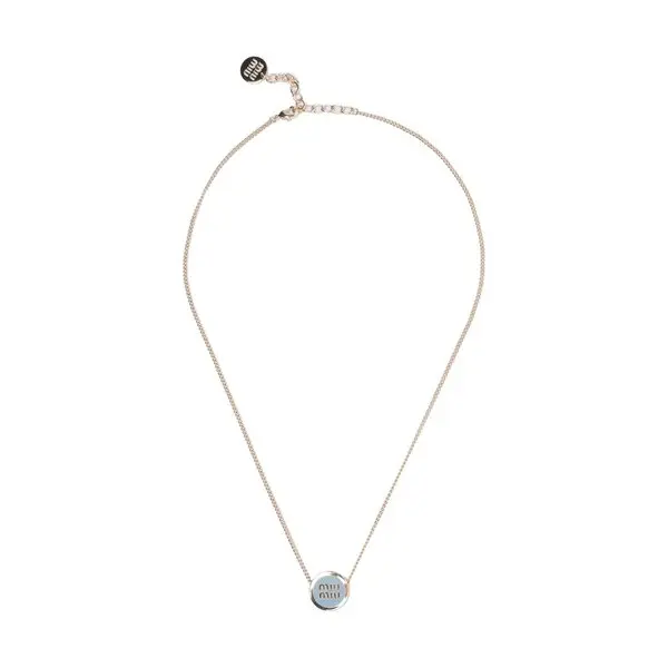 Miu Miu Enamel Logo Pendant Necklace - Blue