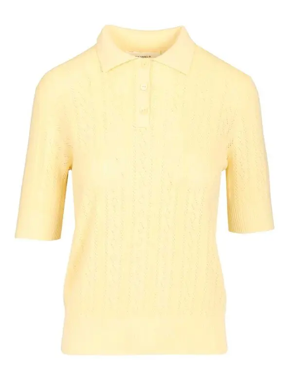 LISA YANG Collared Short Sleeve Sweater - Yellow