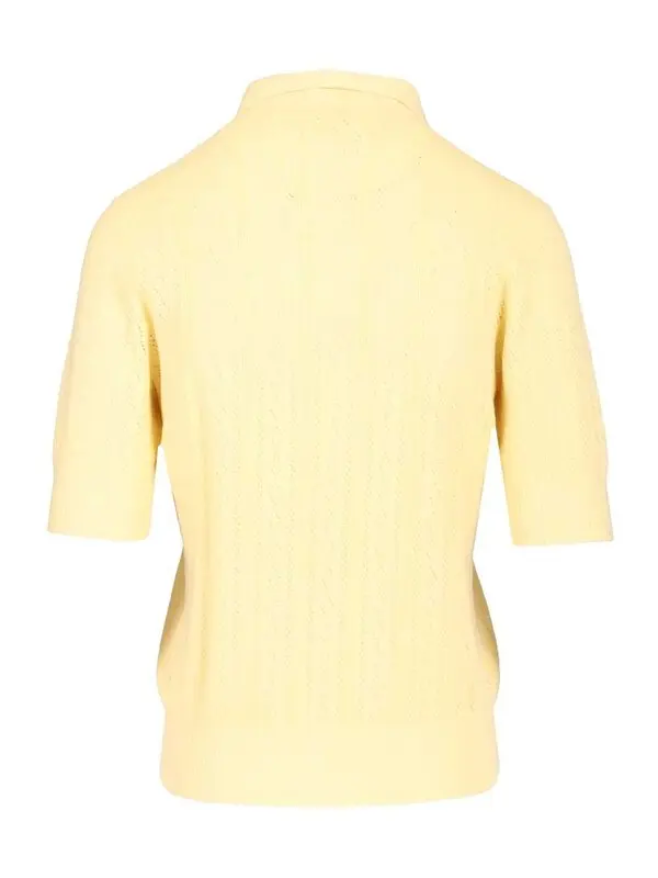 LISA YANG Collared Short Sleeve Sweater - Yellow