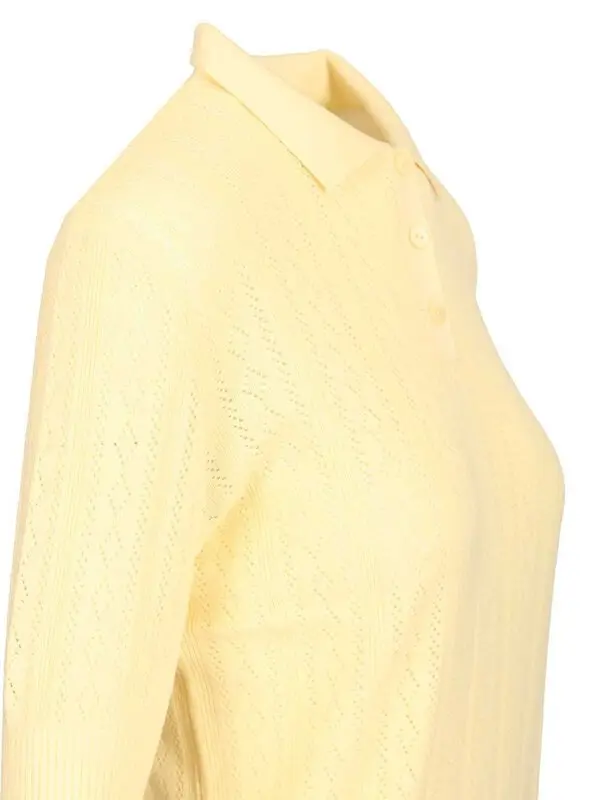 LISA YANG Collared Short Sleeve Sweater - Yellow