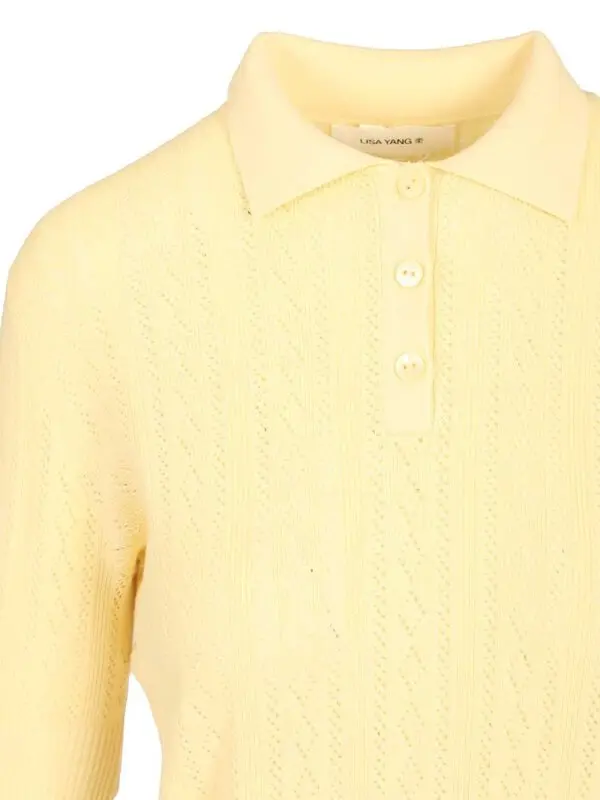 LISA YANG Collared Short Sleeve Sweater - Yellow