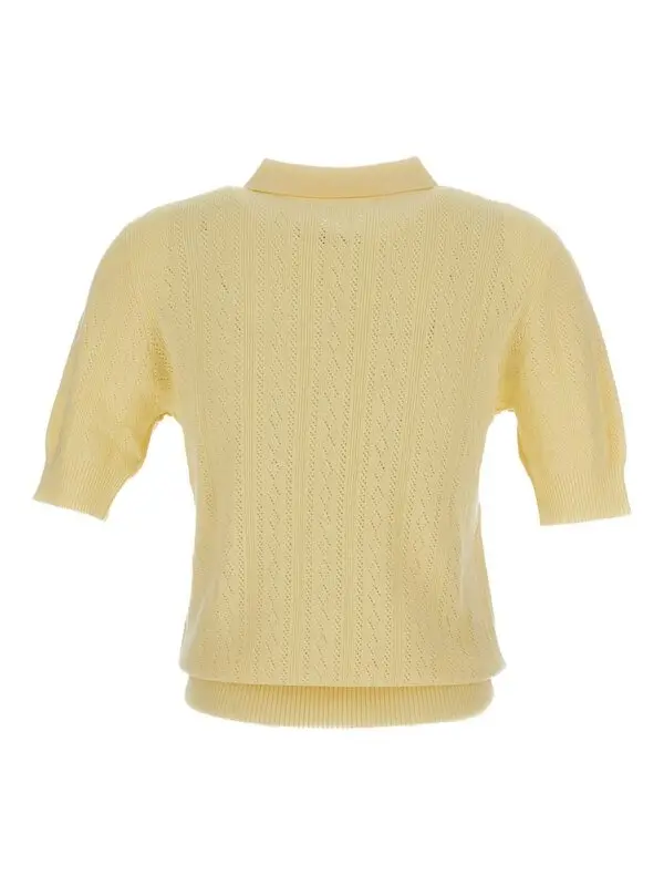 LISA YANG Collared Short Sleeve Sweater - Yellow