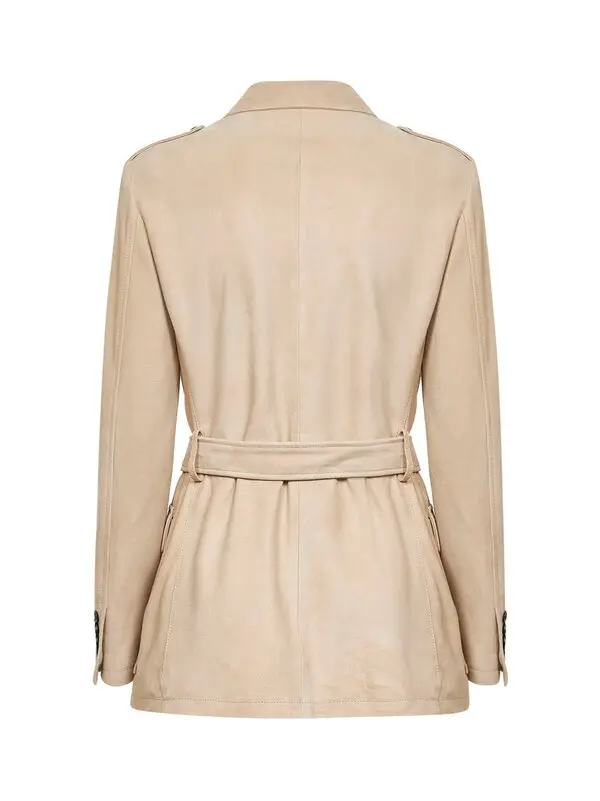 Tagliatore Sand Suede Belted Saharan Jacket