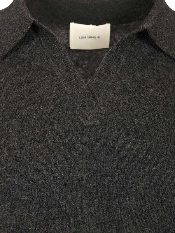 LISA YANG Katriel Cashmere Polo Sweater - Gray