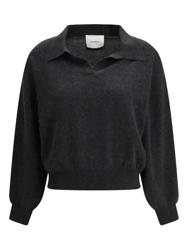 LISA YANG Katriel Cashmere Polo Sweater - Gray