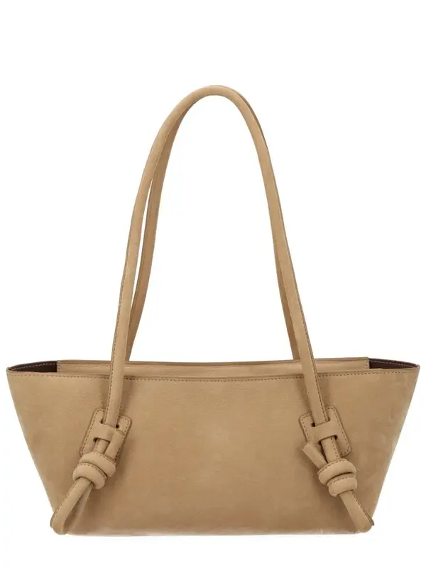 Hereu Fleca Leather Shoulder Bag With Knotted Detail - Cream