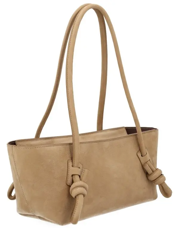 Hereu Fleca Leather Shoulder Bag With Knotted Detail - Cream