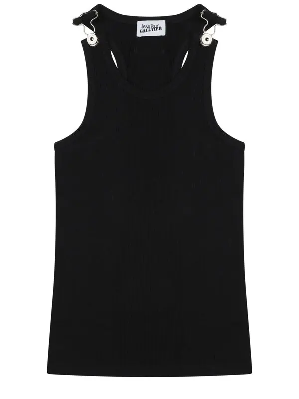 JEAN PAUL GAULTIER Ribbed Tank Top - Black