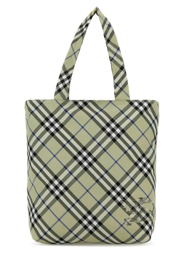 Burberry Embroidered Canvas Check Shopping Bag - Multicolor