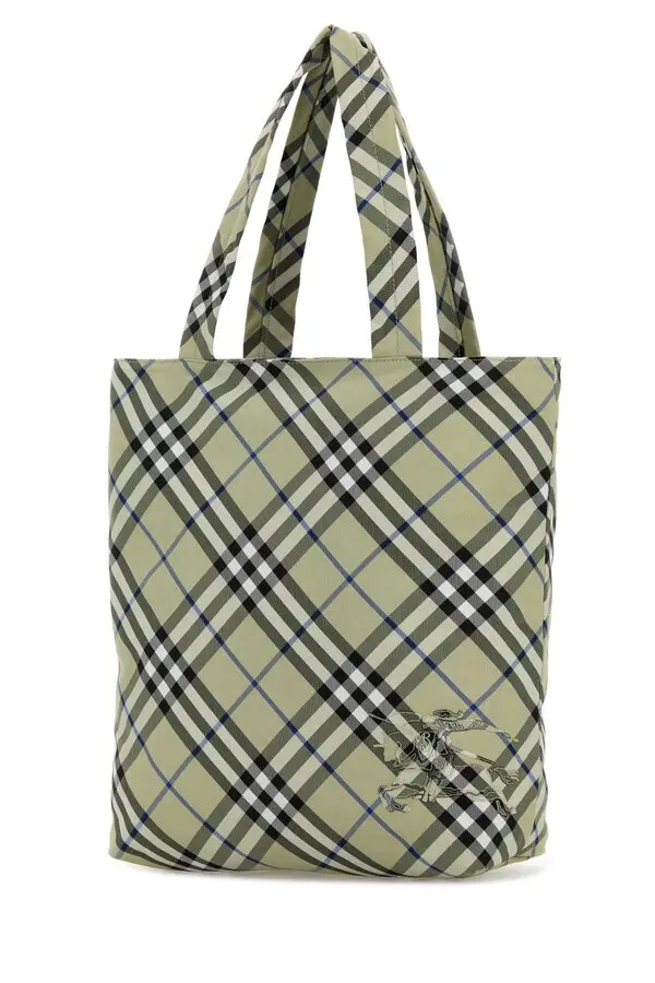 Burberry Embroidered Canvas Check Shopping Bag
