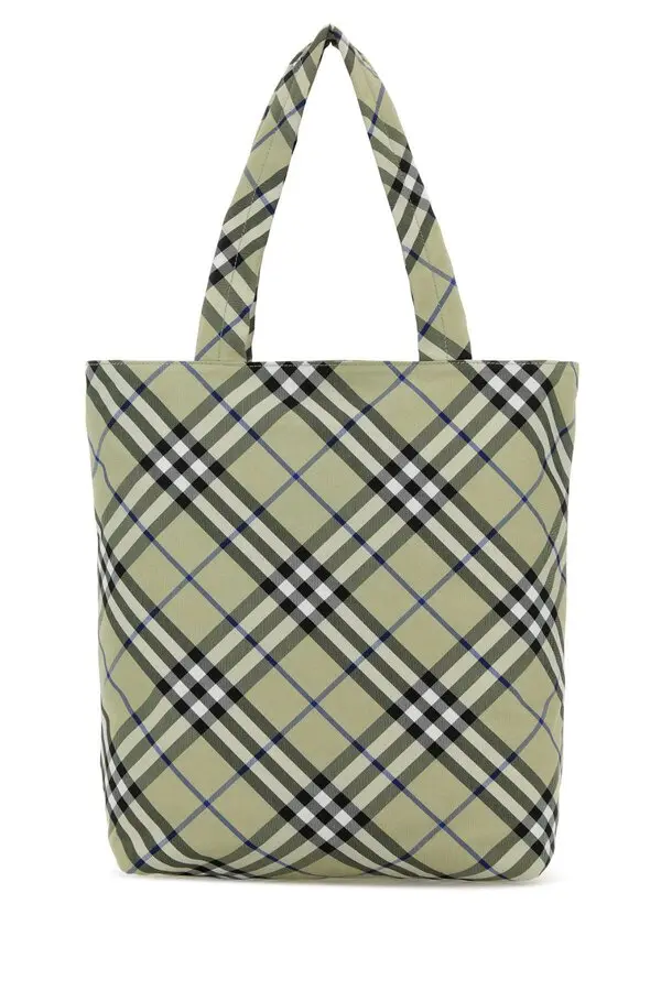 Burberry Embroidered Canvas Check Shopping Bag