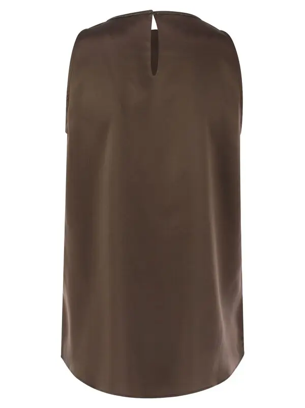Brunello Cucinelli Stretch Silk Satin Top With Jewellery Embellishment - Brown