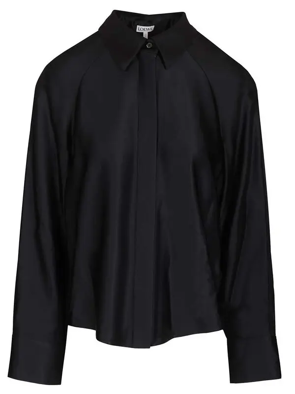 Loewe Viscose Cape Shirt With Anagram Embroidery - Blue