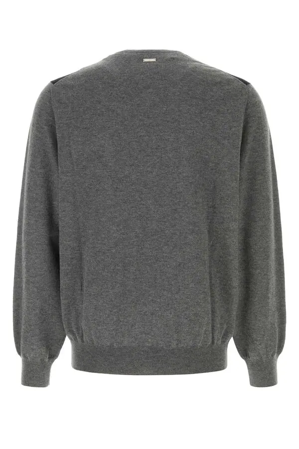FERRAGAMO V-neck Argyle Pullover Sweater - Gray