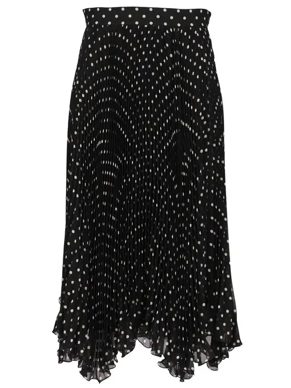 Valentino Garavani Silk Polka Dot Pleated Midi Skirt