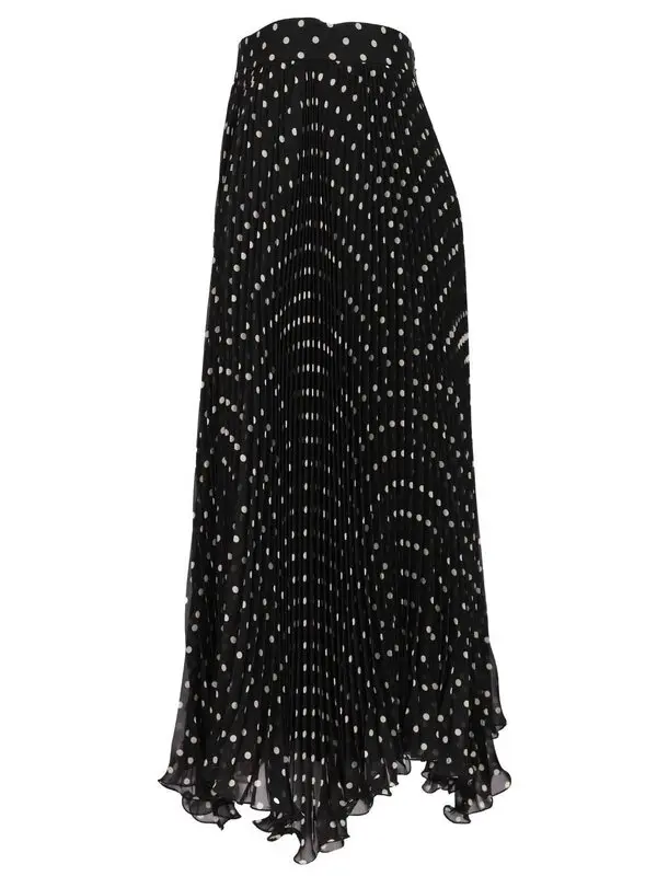 Valentino Garavani Silk Polka Dot Pleated Midi Skirt