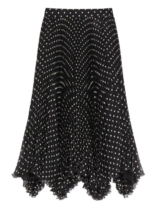 Valentino Garavani Silk Polka Dot Pleated Midi Skirt