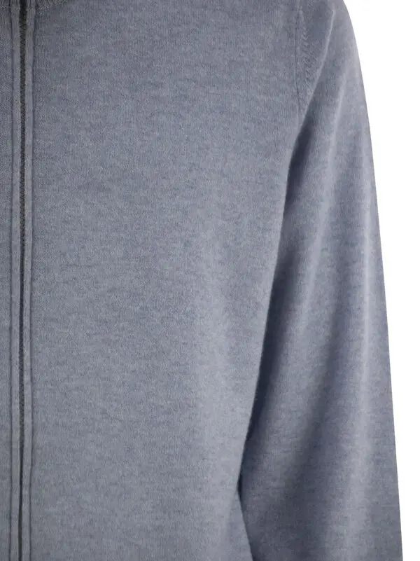 Brunello Cucinelli High-necked Zip-up Cashmere Cardigan - Blue