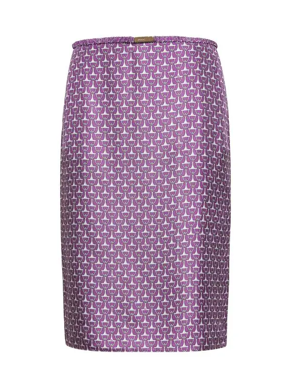 Gucci Violet Printed Silk Twill Midi Skirt - Multicolor