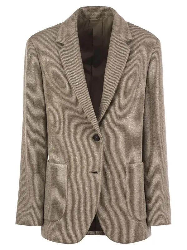 Brunello Cucinelli Sparkling English Rib Cotton And Viscose Knitted Jacket With Monili - Cream