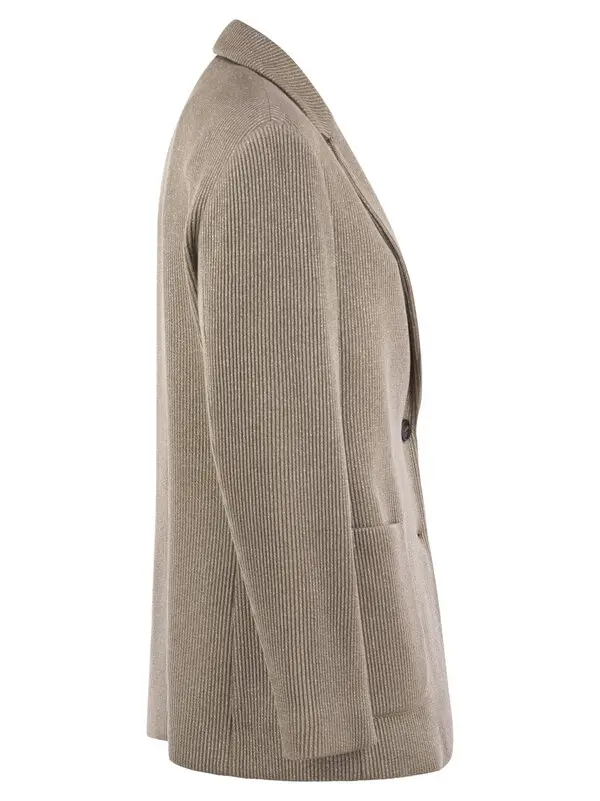 Brunello Cucinelli Sparkling English Rib Cotton And Viscose Knitted Jacket With Monili - Cream